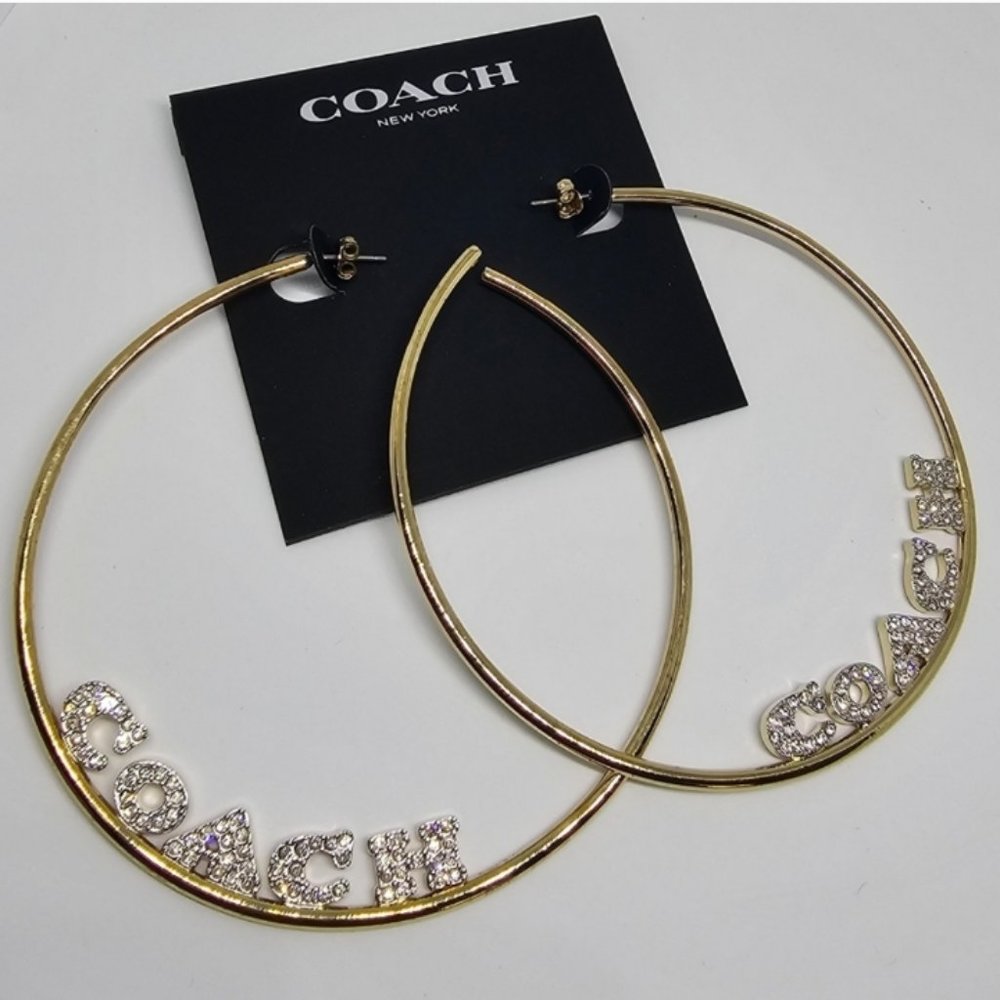 Large Gold Coach Hoops - Gem
